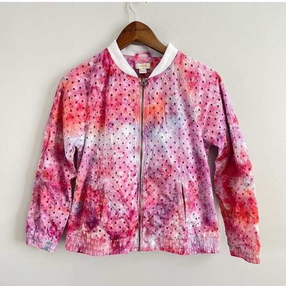 J. Crew | Jackets & Coats | J Crew Custom Tie Dye Eyelet Full Zip ...